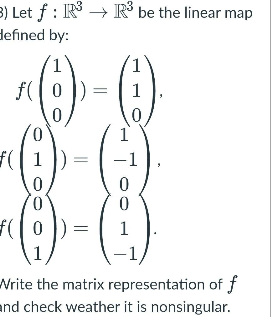Solved B) Let f : R3 → Rº be the linear map R3 defined by: 1 | Chegg.com