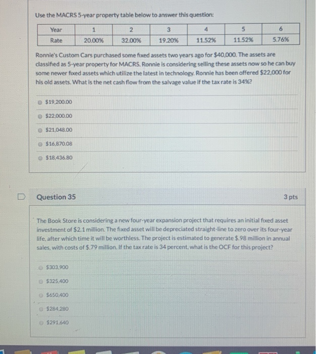 Solved Use the MACRS 5-year property table below to answer | Chegg.com