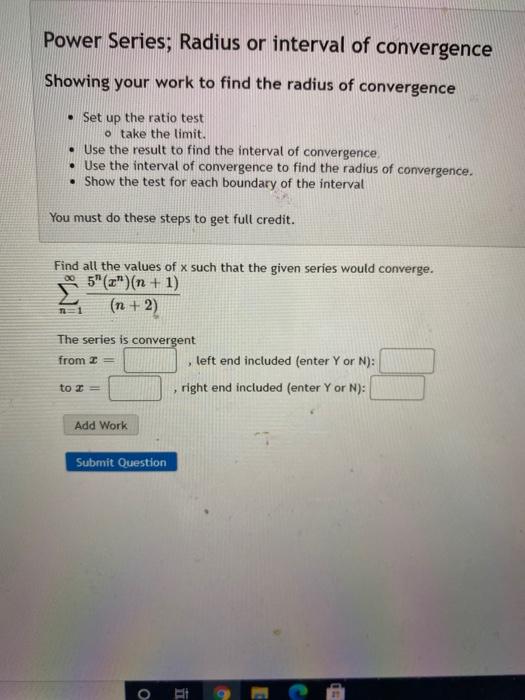 Solved Power Series; Radius or interval of convergence | Chegg.com