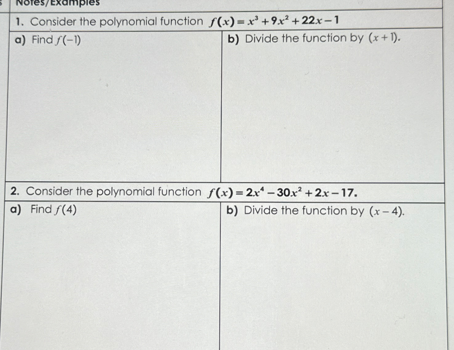 Solved Consider the polynomial function f(x)=x3+9x2+22x-1a) | Chegg.com