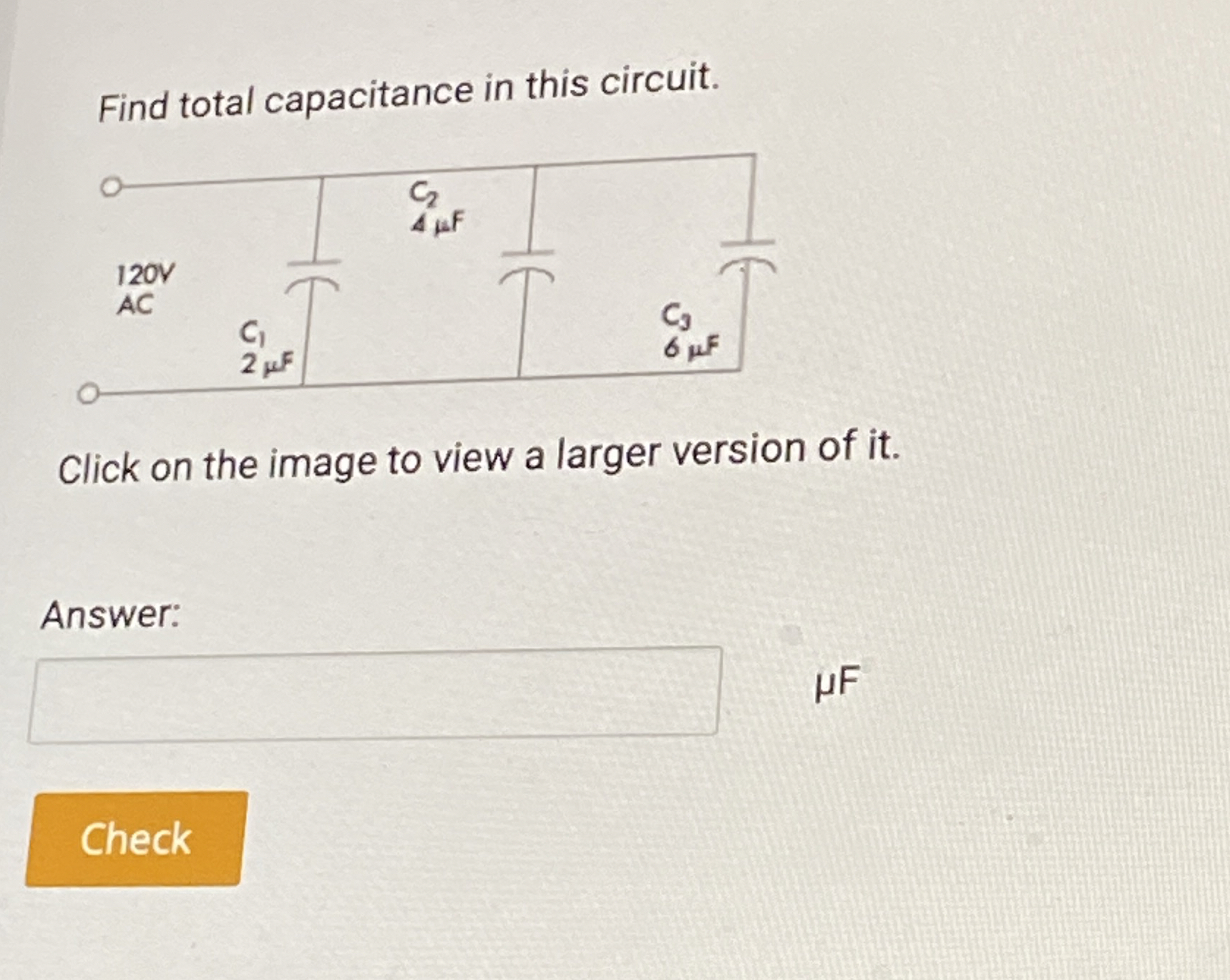 Solved Find total capacitance in this circuit.Click on the | Chegg.com