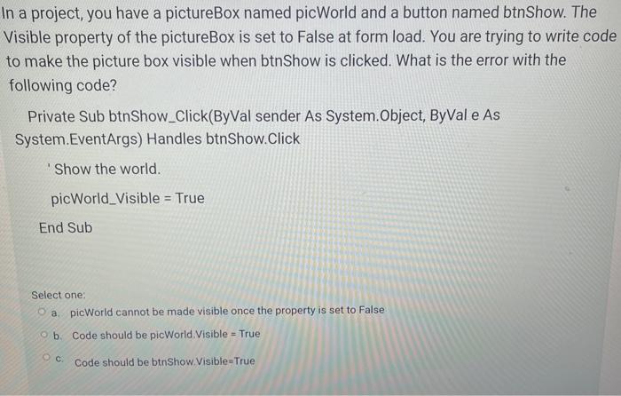 Solved In a project, you have 3 textboxes named txtNum 1, | Chegg.com