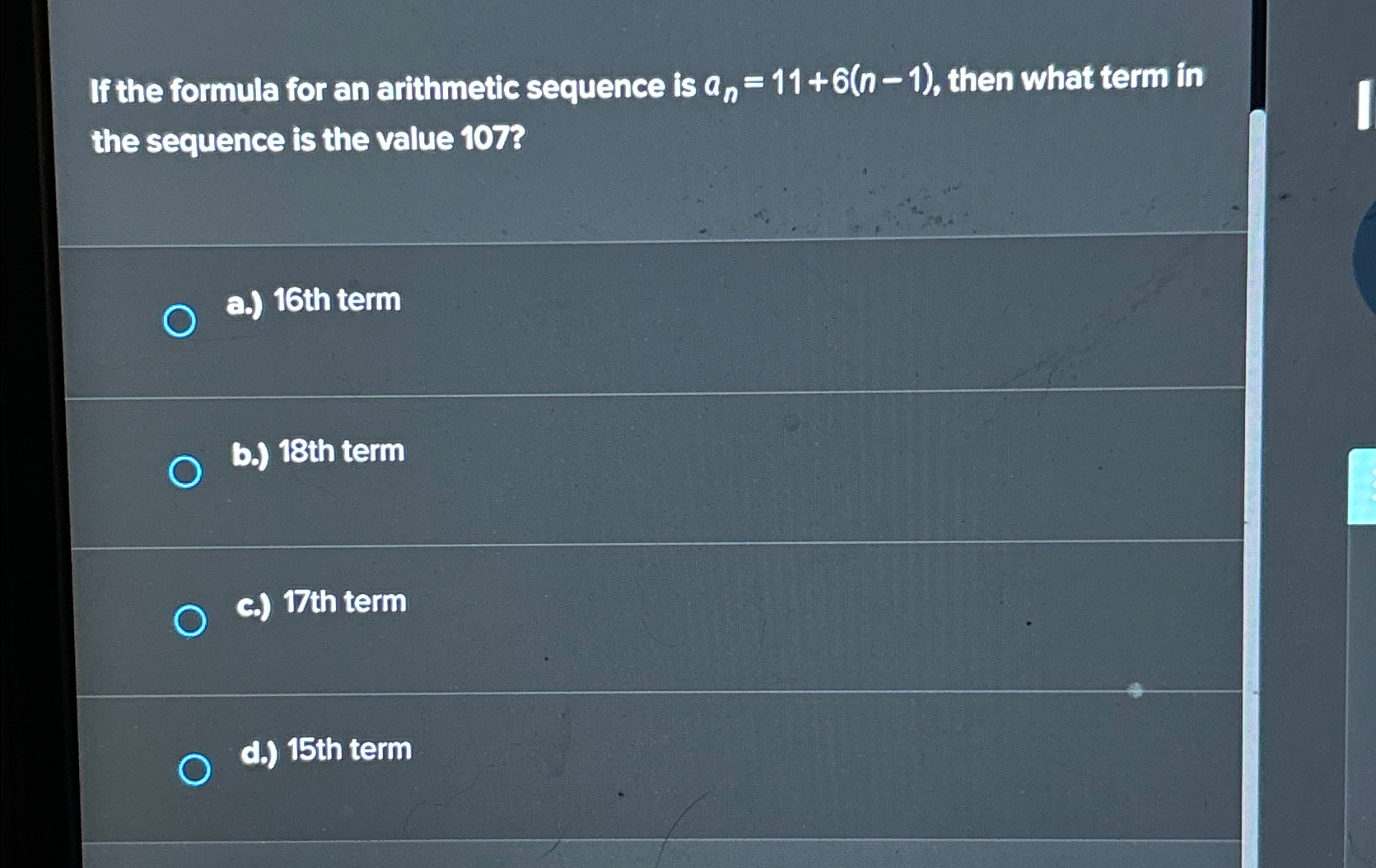 Solved If the formula for an arithmetic sequence is | Chegg.com