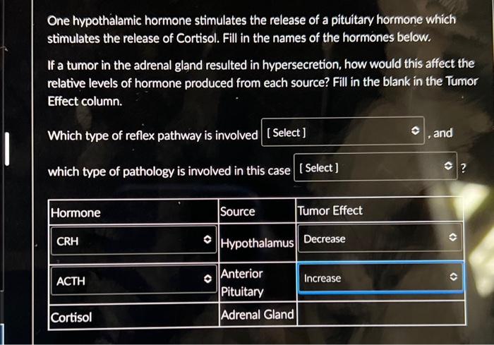 Solved One hypothalamic hormone stimulates the release of a | Chegg.com