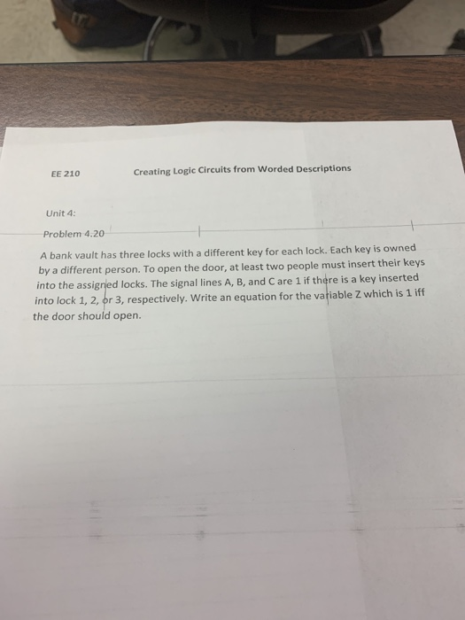 Solved EE 210 Creating Logic Circuits from Worded | Chegg.com