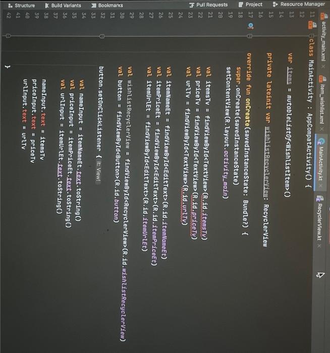 Solved Making a wishlist app in android studio, using the | Chegg.com