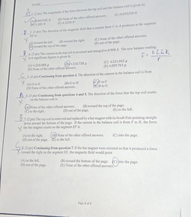 Solved Physics 1102 Quiz 3-Exp 6 2 DIRECTrovs: Answer cach | Chegg.com