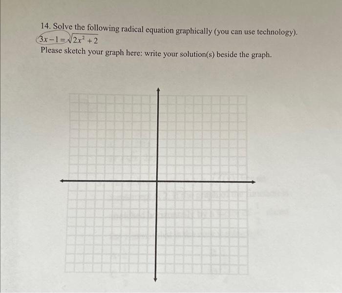 Solved 14. Solve the following radical equation graphically | Chegg.com
