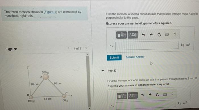Solved The three masses shown in (Figure 1) are connected by | Chegg.com