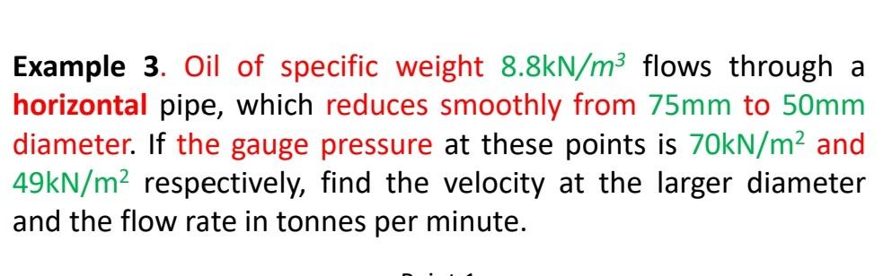 Solved Example 3. Oil of specific weight 8.8kN/m3 flows | Chegg.com