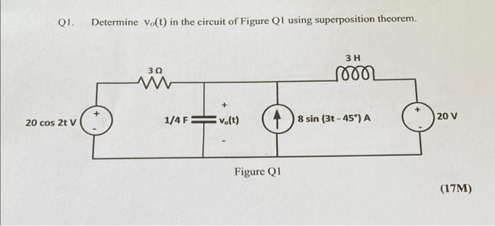 Solved Q1. Determine vo(t) in the circuit of Figure Q1 using | Chegg.com