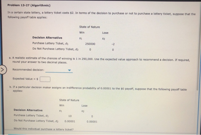 Solved Problem 13-27 (Algorithmic) In a certain state | Chegg.com