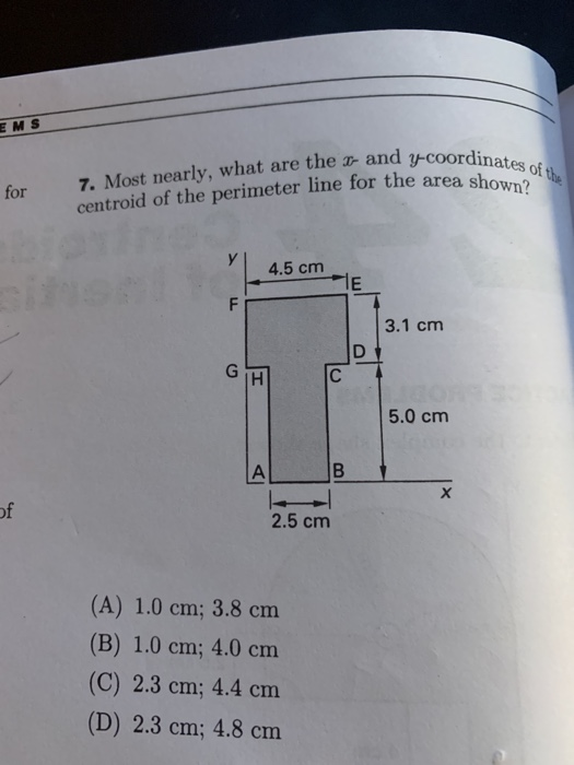 Solved 7. Most nearly, what are the r- and y-coordinates of | Chegg.com