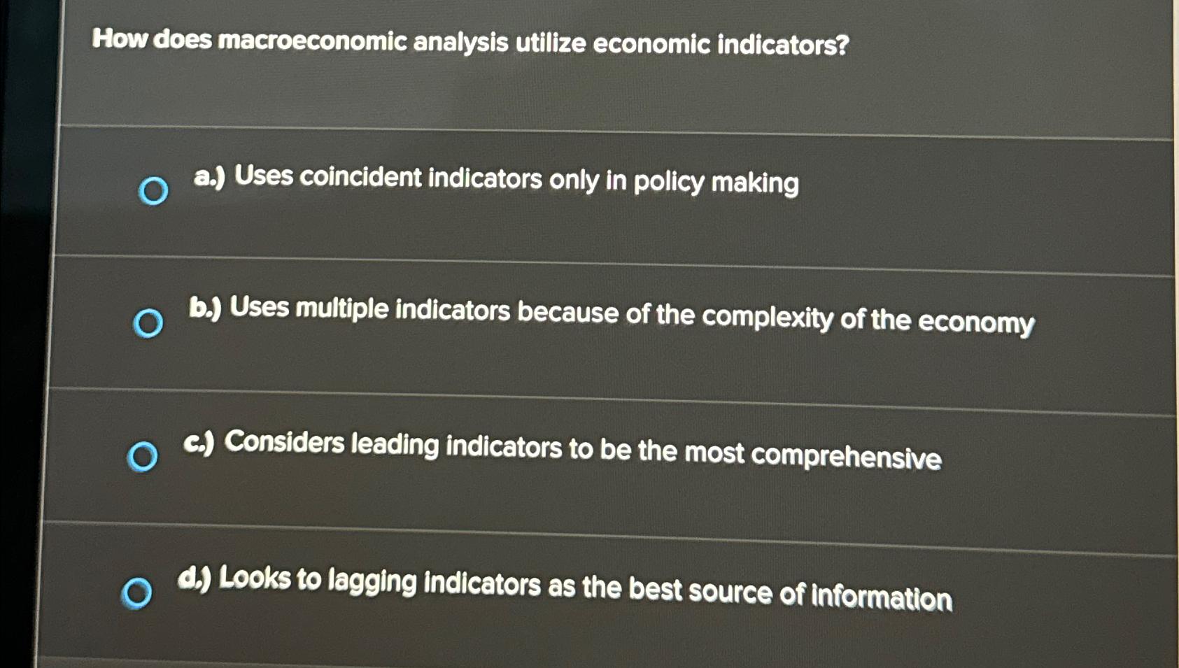 Solved How does macroeconomic analysis utilize economic | Chegg.com