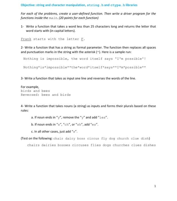 Solved Objective: string and character manipulation, string | Chegg.com