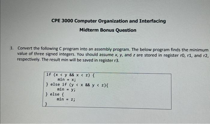 Solved CPE 3000 Computer Organization and Interfacing | Chegg.com