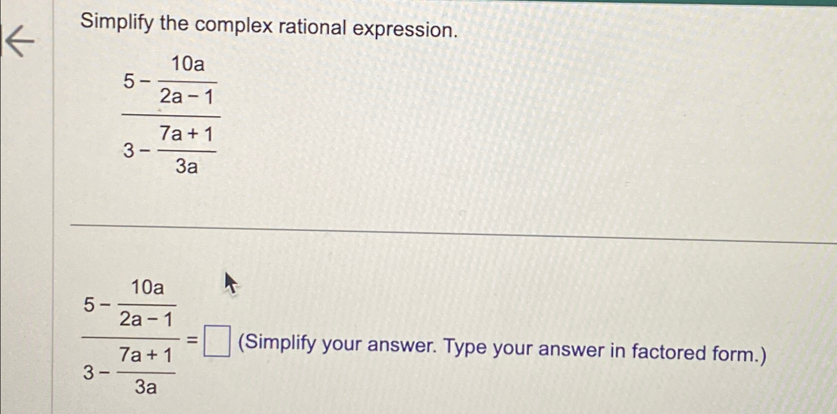 Solved Simplify the complex rational | Chegg.com