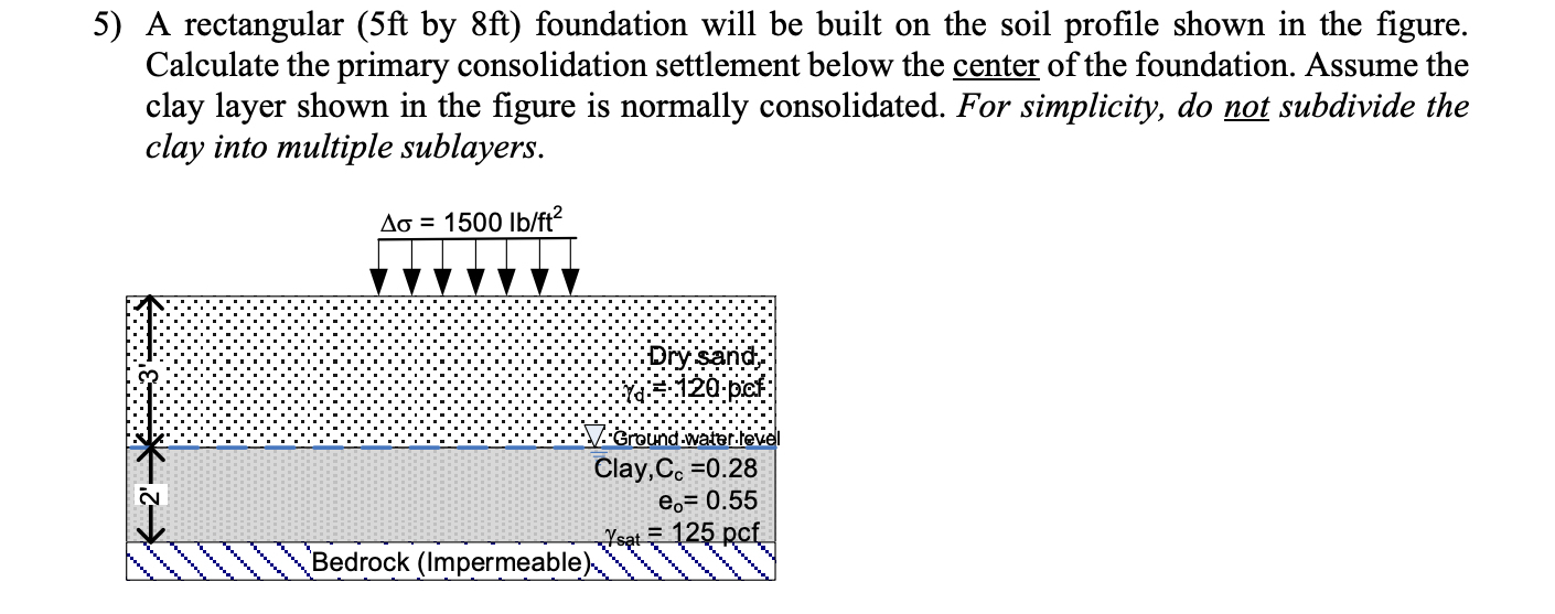 Solved A rectangular ( 5ft ﻿by 8ft ) ﻿foundation will be | Chegg.com
