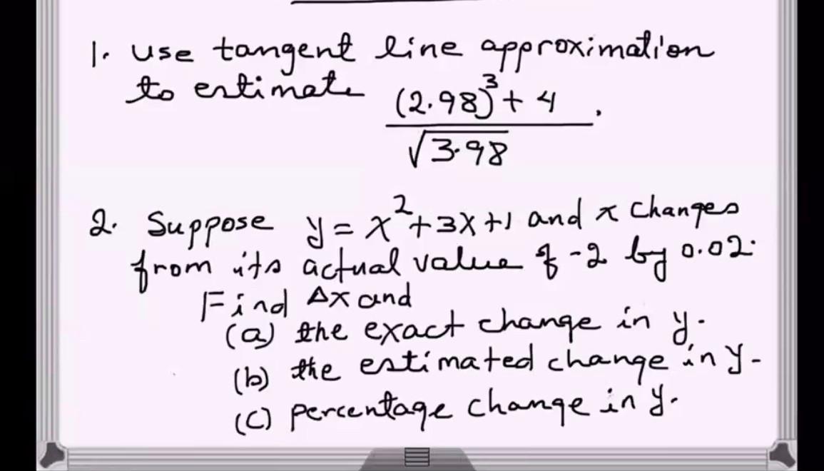 Solved l. use tangent line approximation to estimate | Chegg.com