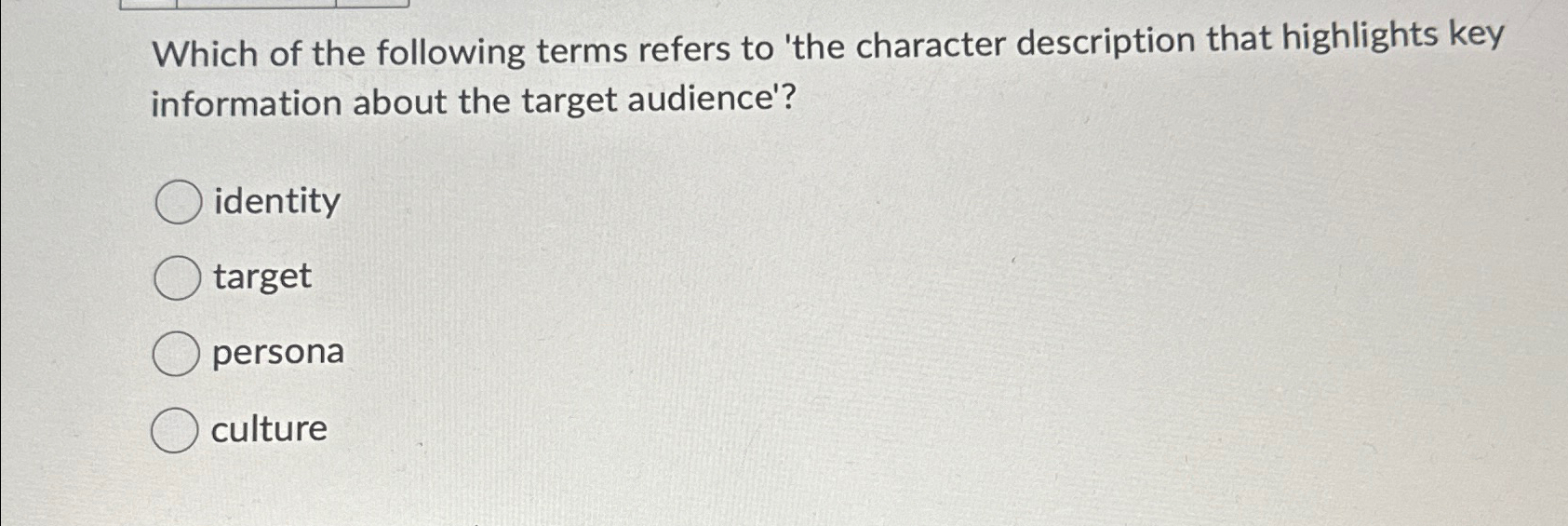 Solved Which of the following terms refers to 'the character | Chegg.com