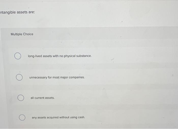 Solved ntangible assets are: Multiple Choice long-lived | Chegg.com