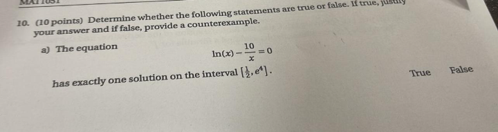 Solved 10. (10 points) Determine whether the following | Chegg.com