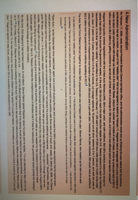 Case Study 3.1: The GM Bailout By mid-December 2008, | Chegg.com