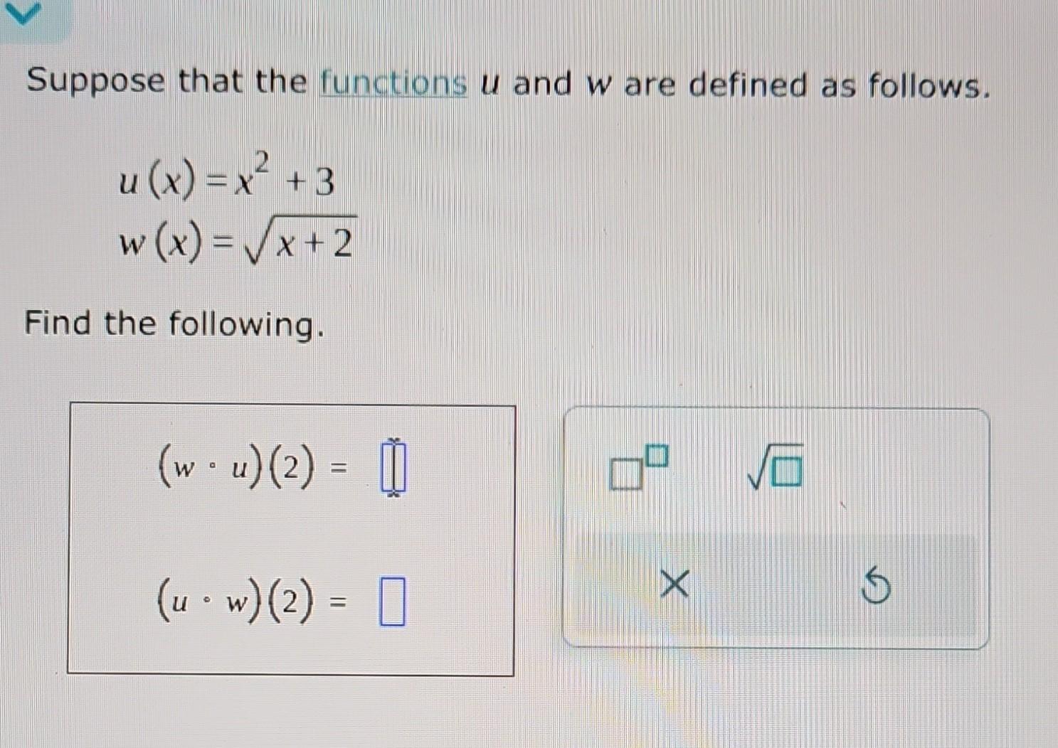 Solved Suppose that the functions u and w are defined as | Chegg.com