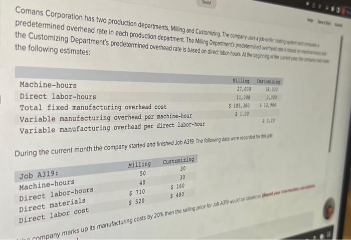 Solved the Customizing Depart | Chegg.com
