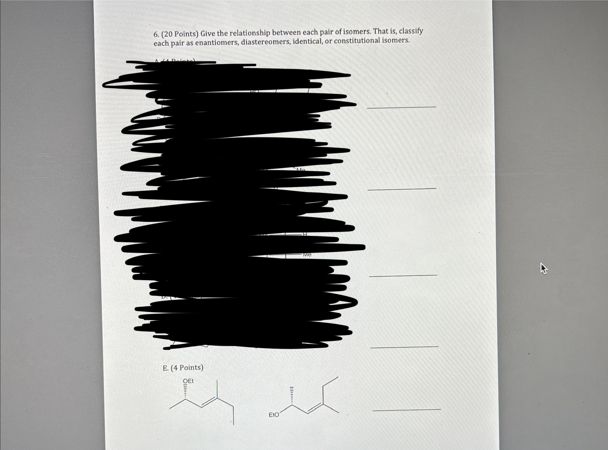 Solved (20 ﻿Points) ﻿Give the relationship between each pair | Chegg.com