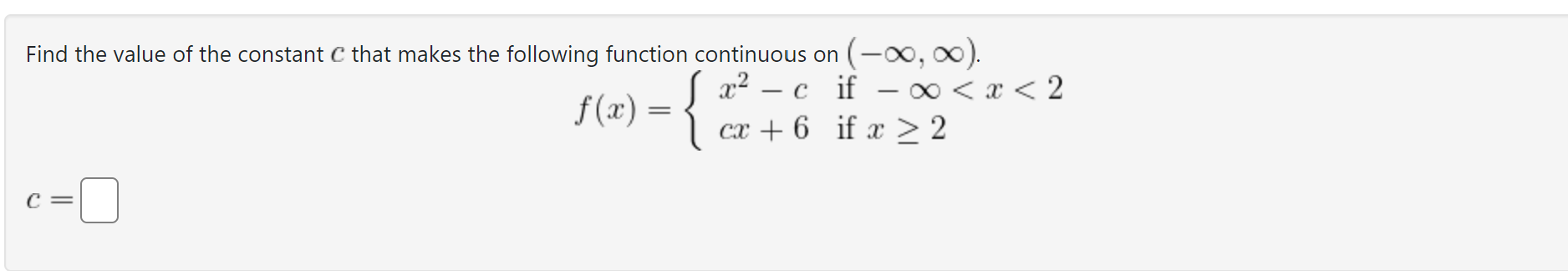 Solved Find the value of the constant c ﻿that makes the | Chegg.com