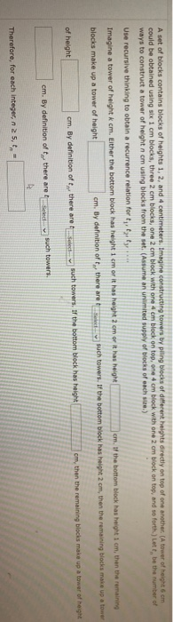 Solved A set of blocks contains blocks of heights 1, 2, and | Chegg.com