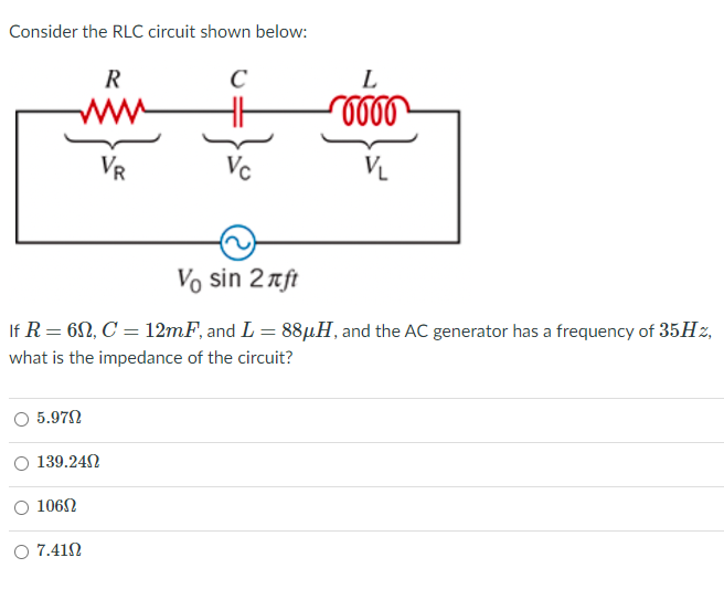 Solved Consider the RLC circuit shown below:If R=6Ω,C=12mF, | Chegg.com