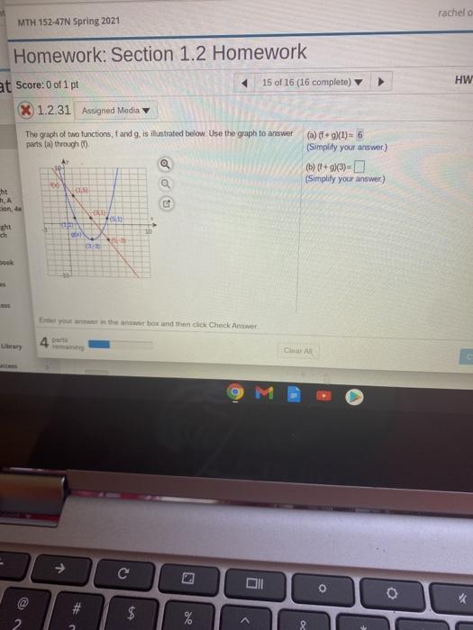 Solved rachel MTH 152-47N Spring 2021 HW Homework: Section | Chegg.com