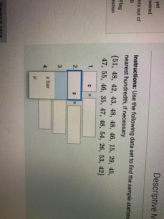 Solved Descriptive Measures Instructions: Use the following | Chegg.com