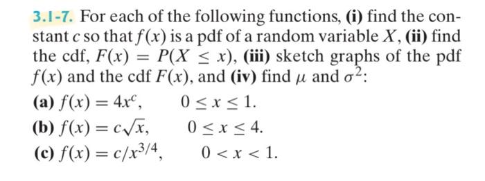 Solved 3.1-7. For each of the following functions, (i) find | Chegg.com