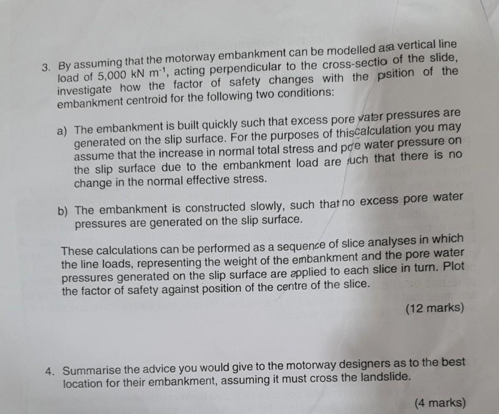 Solved PROJECT - CONSTRUCTION OF A MOTORWAY EMBANKMENT There | Chegg.com