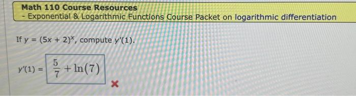 Solved Math 110 Course Resources - Exponential \& | Chegg.com