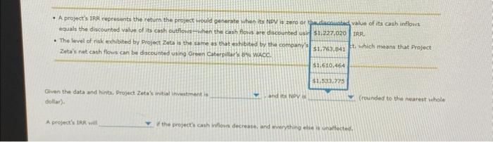 Solved 3. Understanding the IRR and NPV The net present | Chegg.com