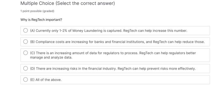 Solved Multiple Choice (Select the correct answer) 1 point | Chegg.com