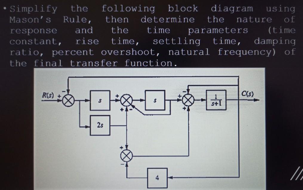 Solved Simplify the following block diagram using Mason's | Chegg.com