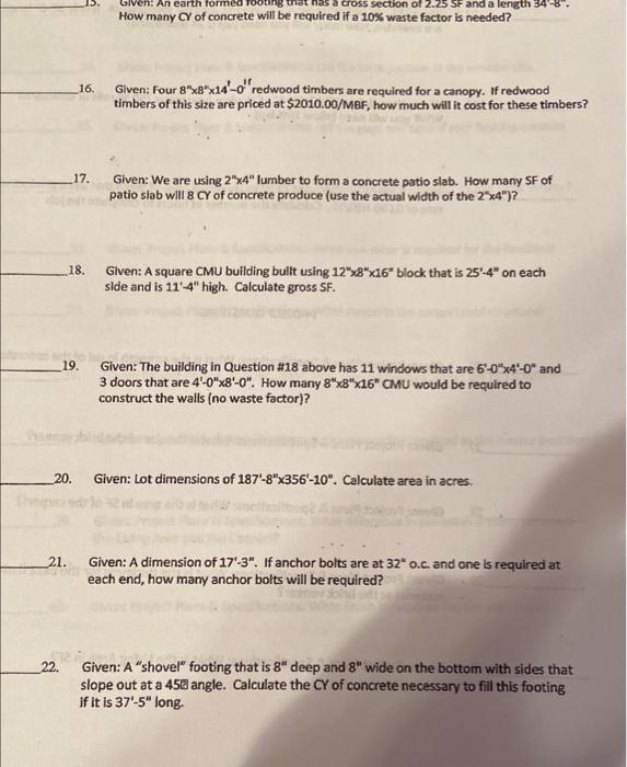 Solved How many C of concrete will be required if a 10% | Chegg.com