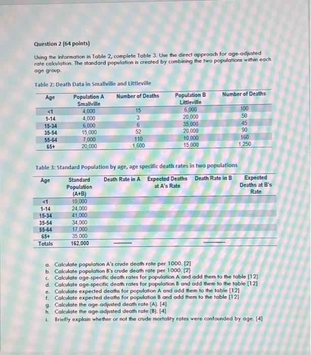 Solved Question 2 (64 points) Using the information in Table | Chegg.com