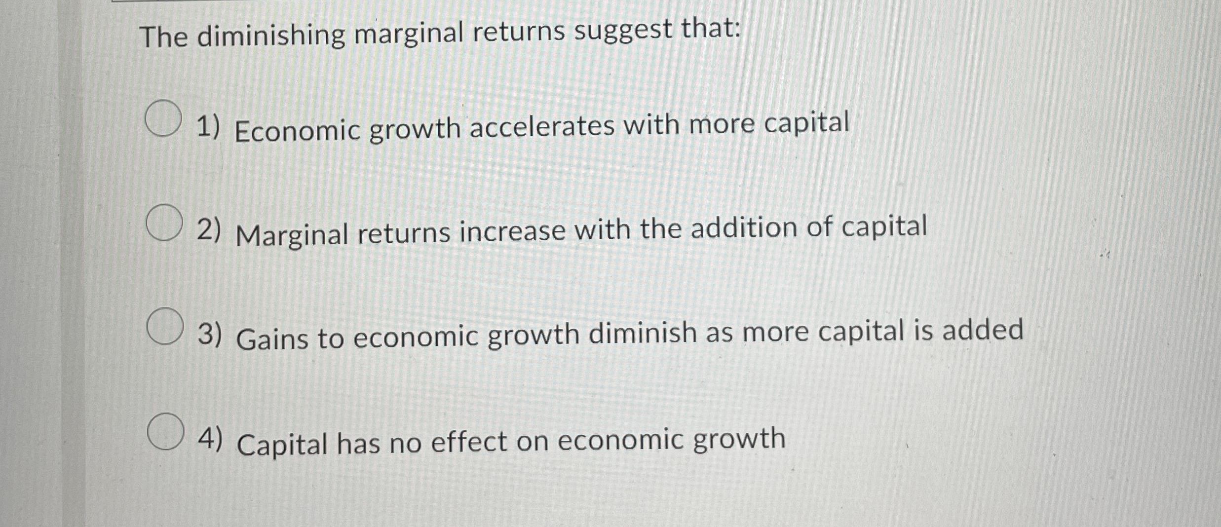 Solved The diminishing marginal returns suggest | Chegg.com