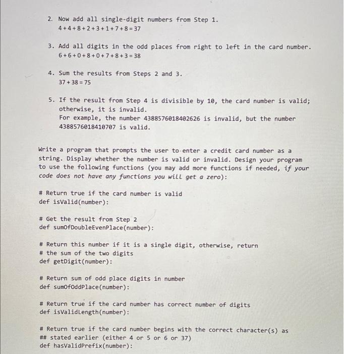 Solved Credit card numbers follow certain patterns: It must | Chegg.com