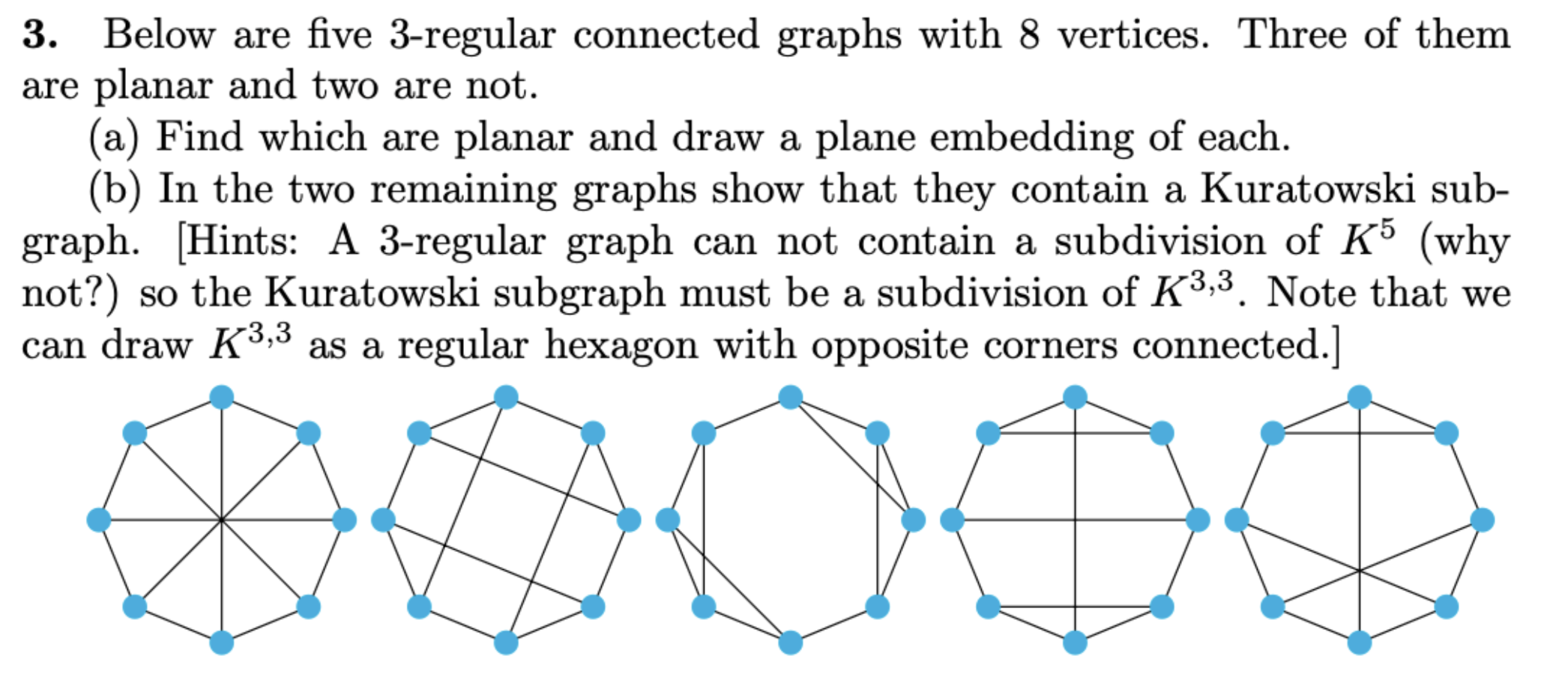Solved Below are five 3-regular connected graphs with 8 | Chegg.com