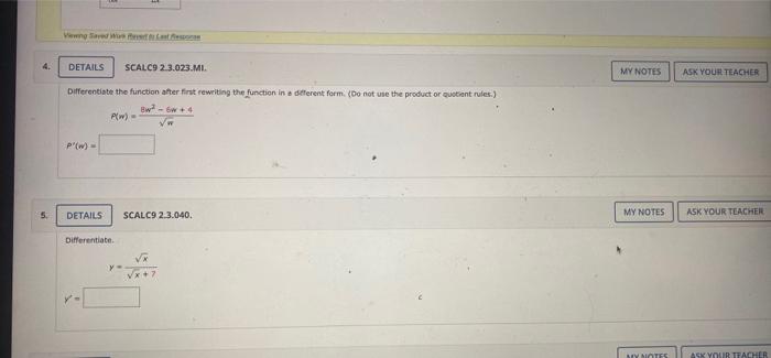 Solved Differentiate the function after first eweiting the | Chegg.com