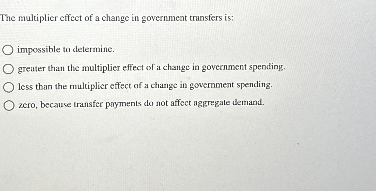 Solved The multiplier effect of a change in government | Chegg.com