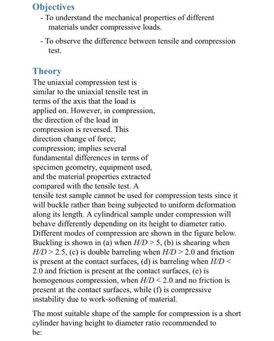 Solved Objectives - To understand the mechanical properties | Chegg.com