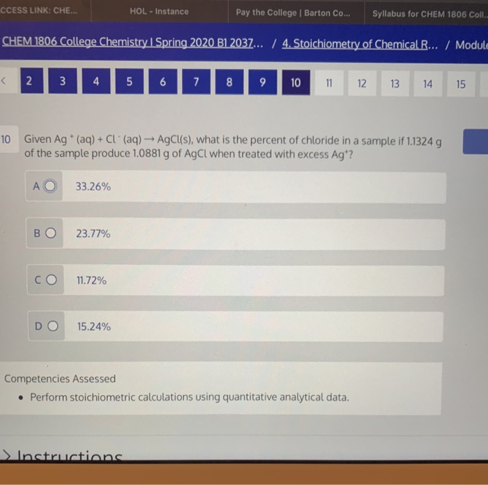 Solved CCESS LINK: CHE... HOL - Instance Pay the College | | Chegg.com
